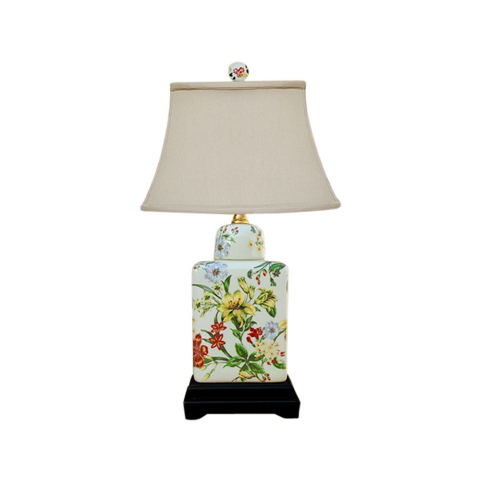 Chinese Floral Pattern Porcelain Tea Caddy Table Lamp 18" – Asian Style ...