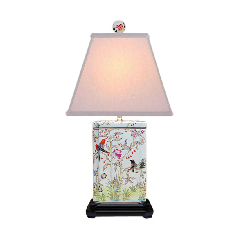 Beautiful Floral and Bird Chinese Porcelain Square Box Table Lamp 25 ...